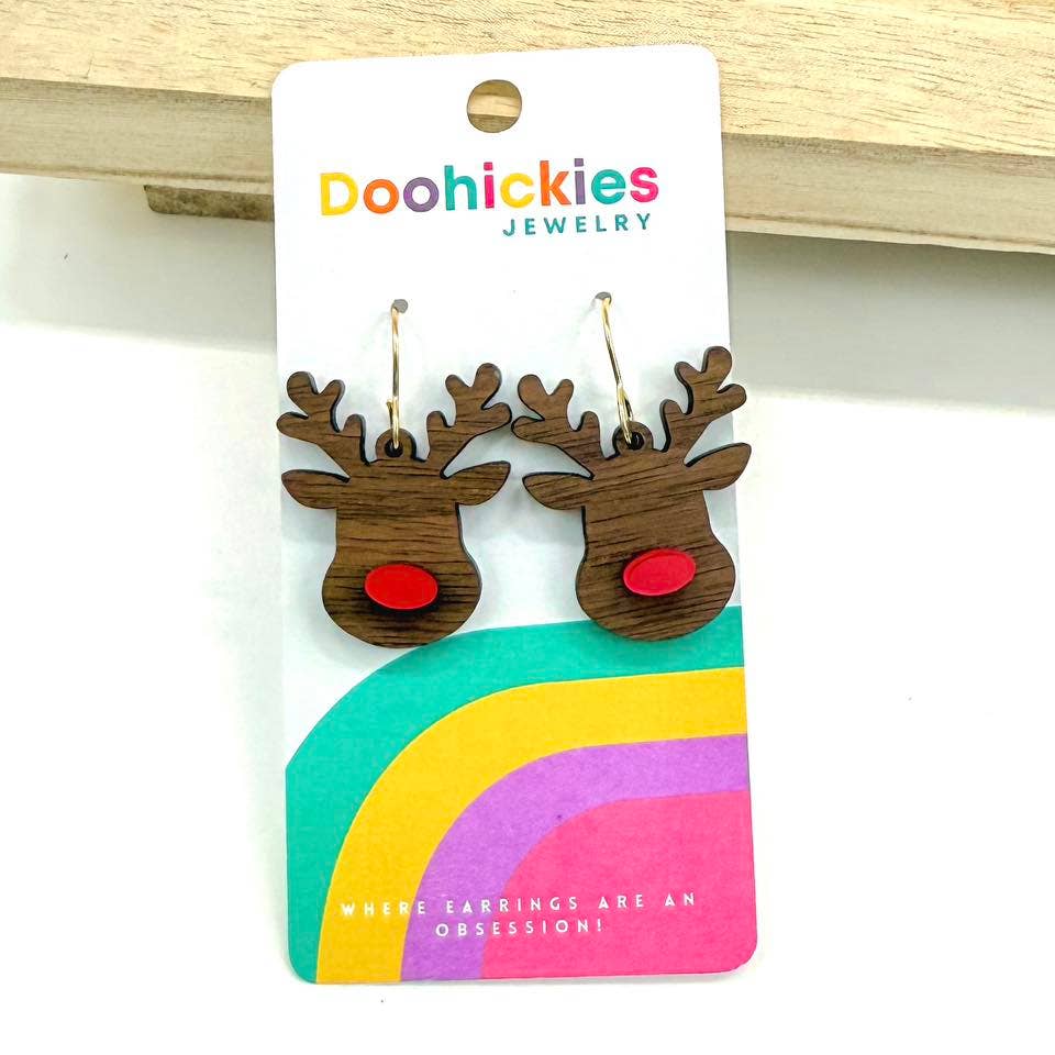 Wood Rudolph Earrings – Freckled Mama Boutique